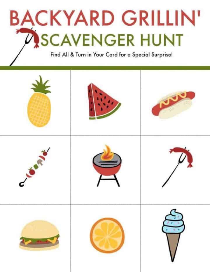 Free BBQ Scavenger Hunt Printable - A Crazy Family