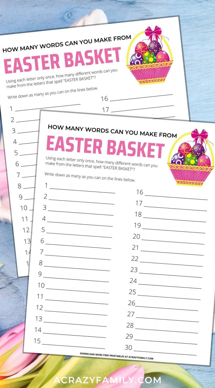 Fun Printable Easter Words Activity For Kids - A Crazy Family