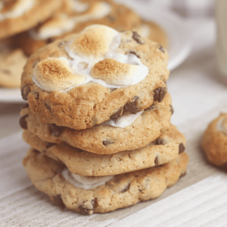 Easy S’mores Cookies with Chocolate Chips and Marshmallows - A Crazy Family