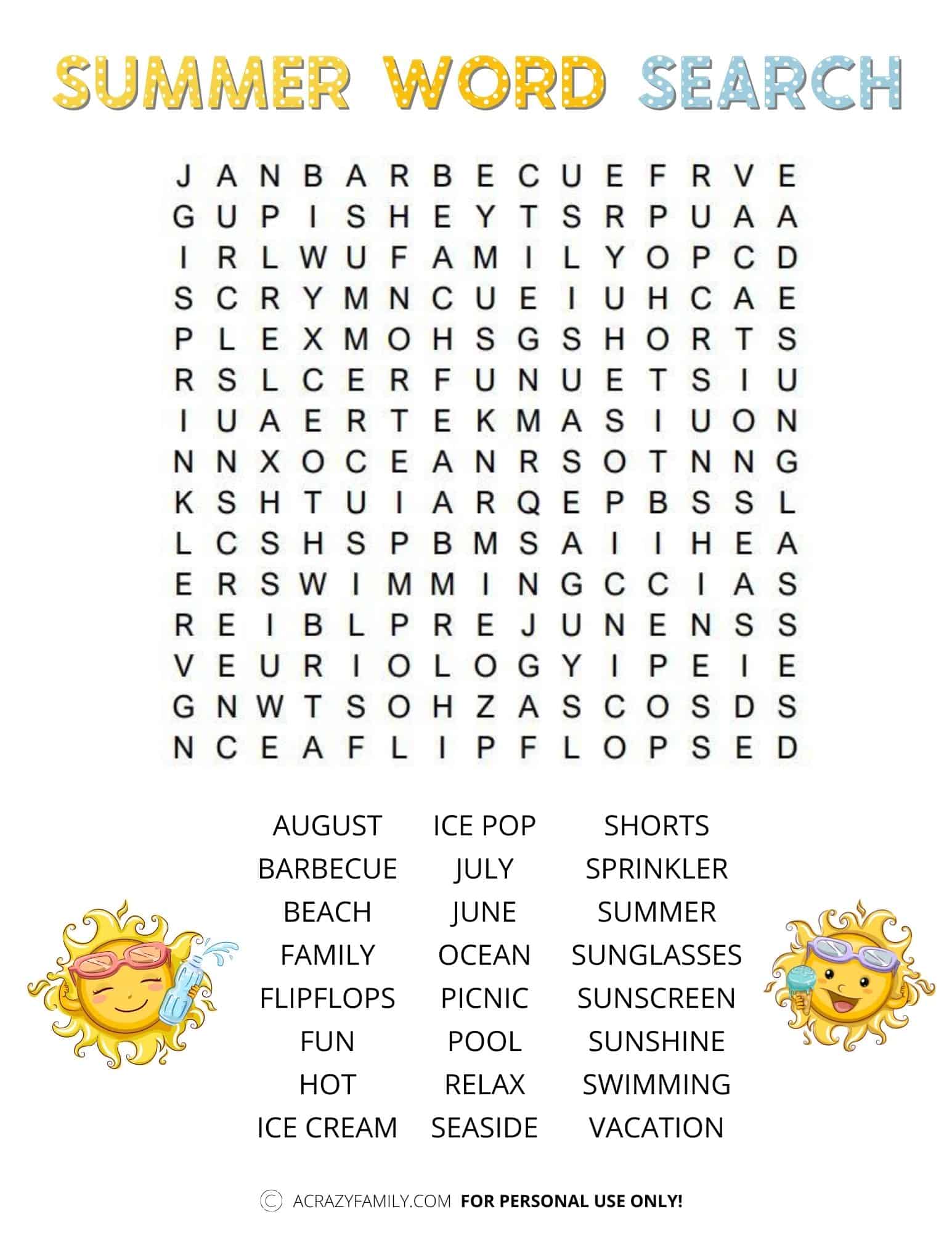 Free Printable Word Searches Summer Free Printable Word Searches Summer