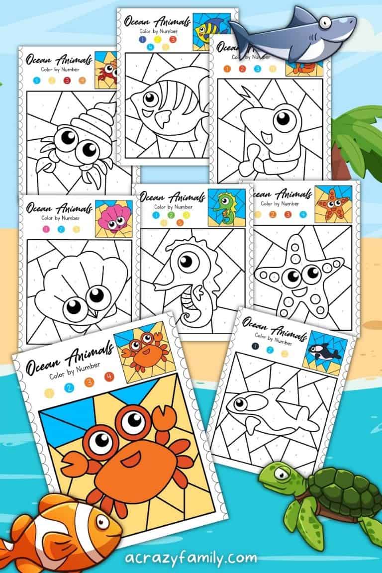 Ocean Animals Color by Number - A Crazy Family
