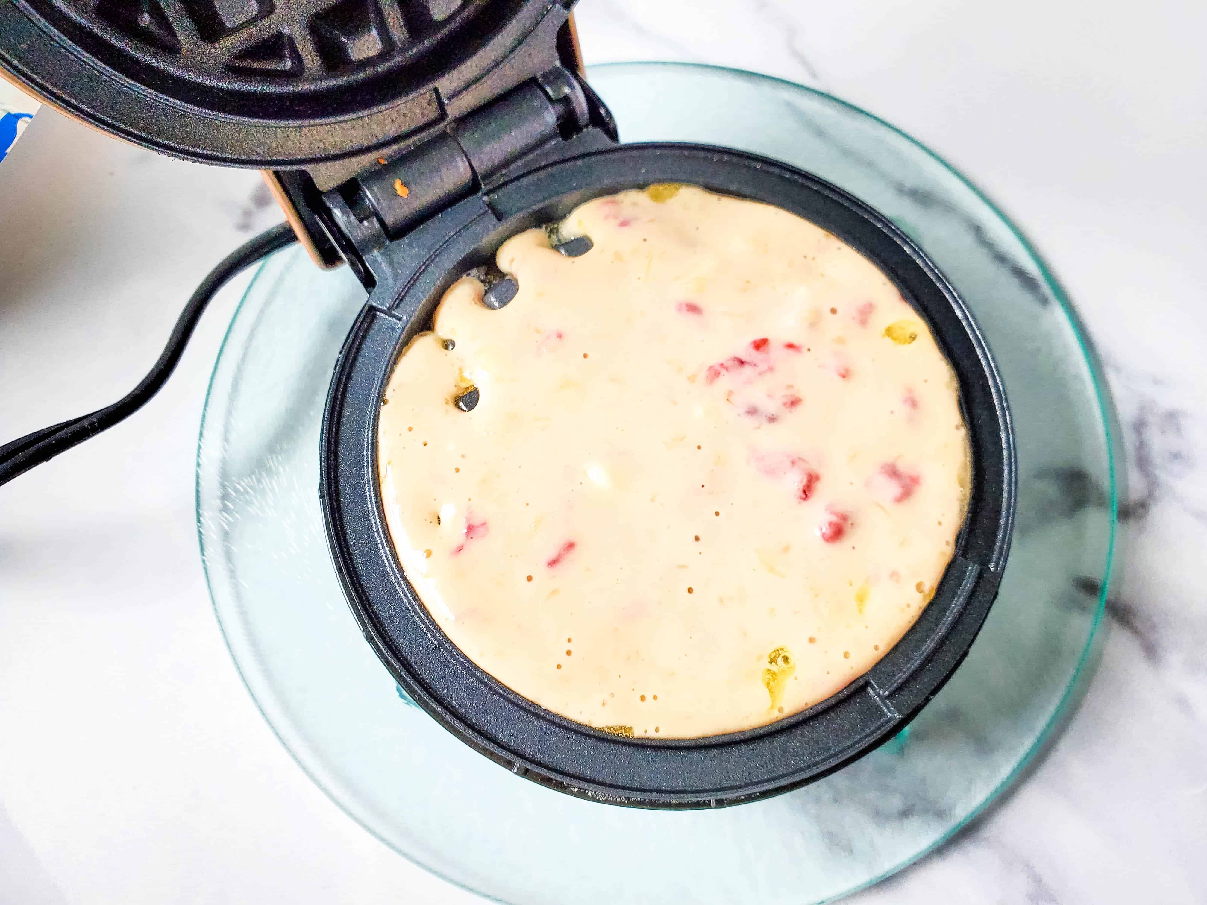 White Chocolate Raspberry Waffles - A Crazy Family