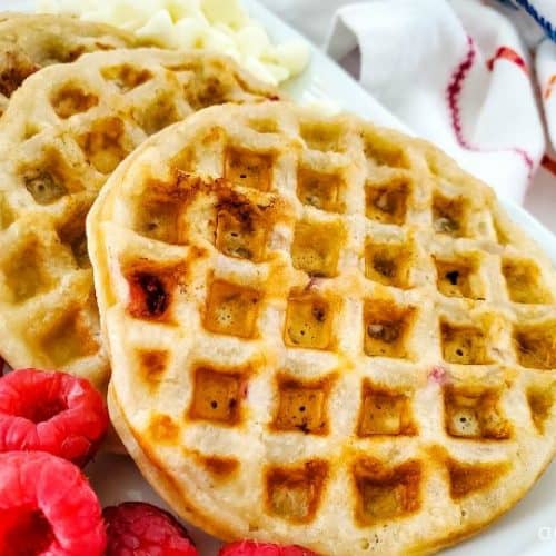 White Chocolate Raspberry Waffles - A Crazy Family