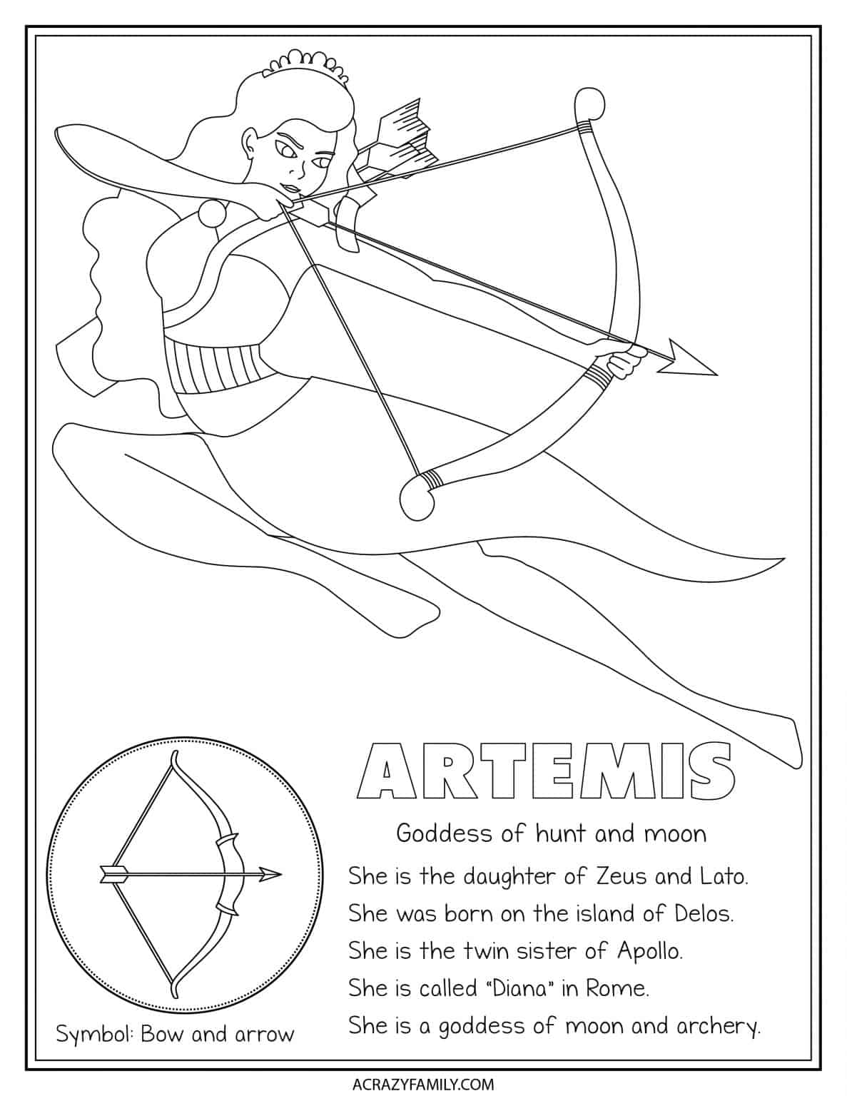 Greek Gods and Goddesses Coloring pages - A Crazy Family