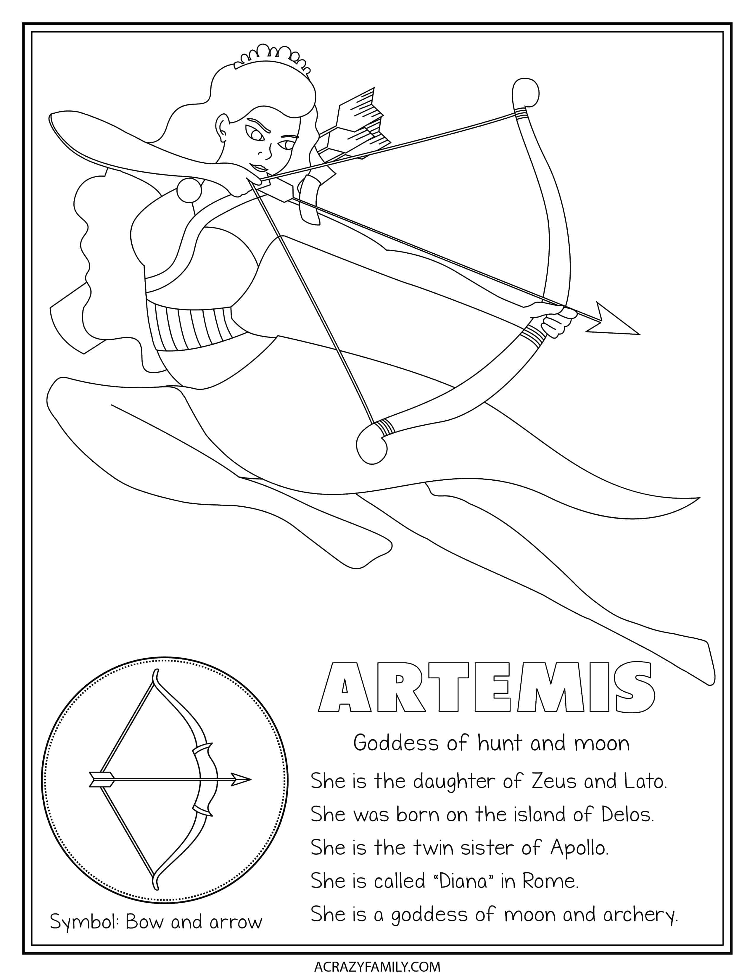 Greek Gods and Goddesses Coloring pages - A Crazy Family