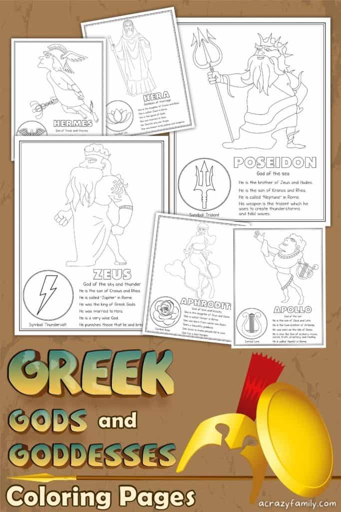 Greek Gods and Goddesses Coloring pages - A Crazy Family
