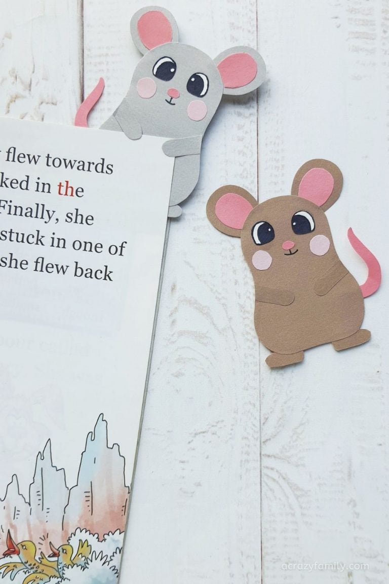 Cute & Easy Mouse Bookmark Craft for Kids - A Crazy Family