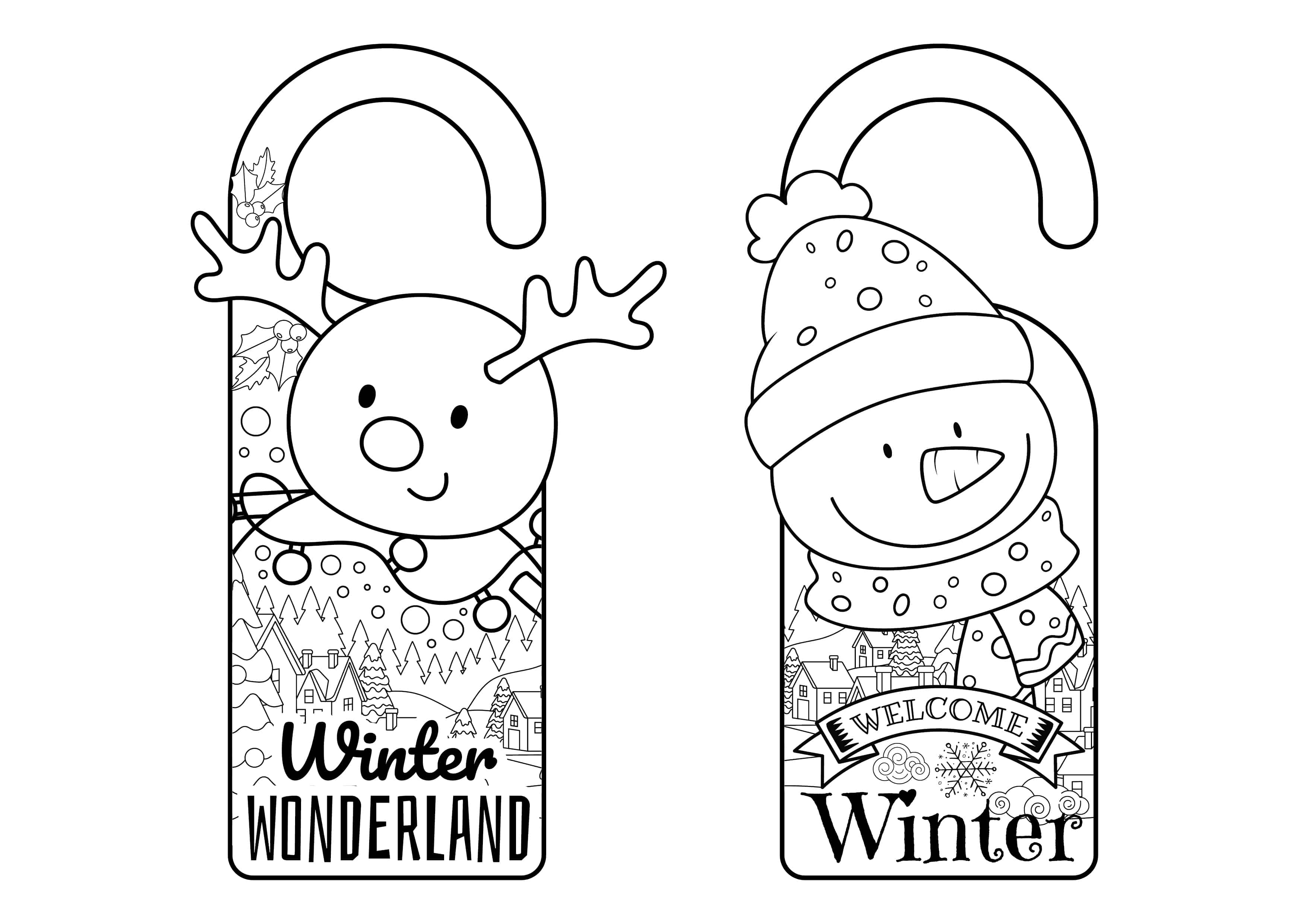 Fun Print and Color Winter Door Hangers - A Crazy Family