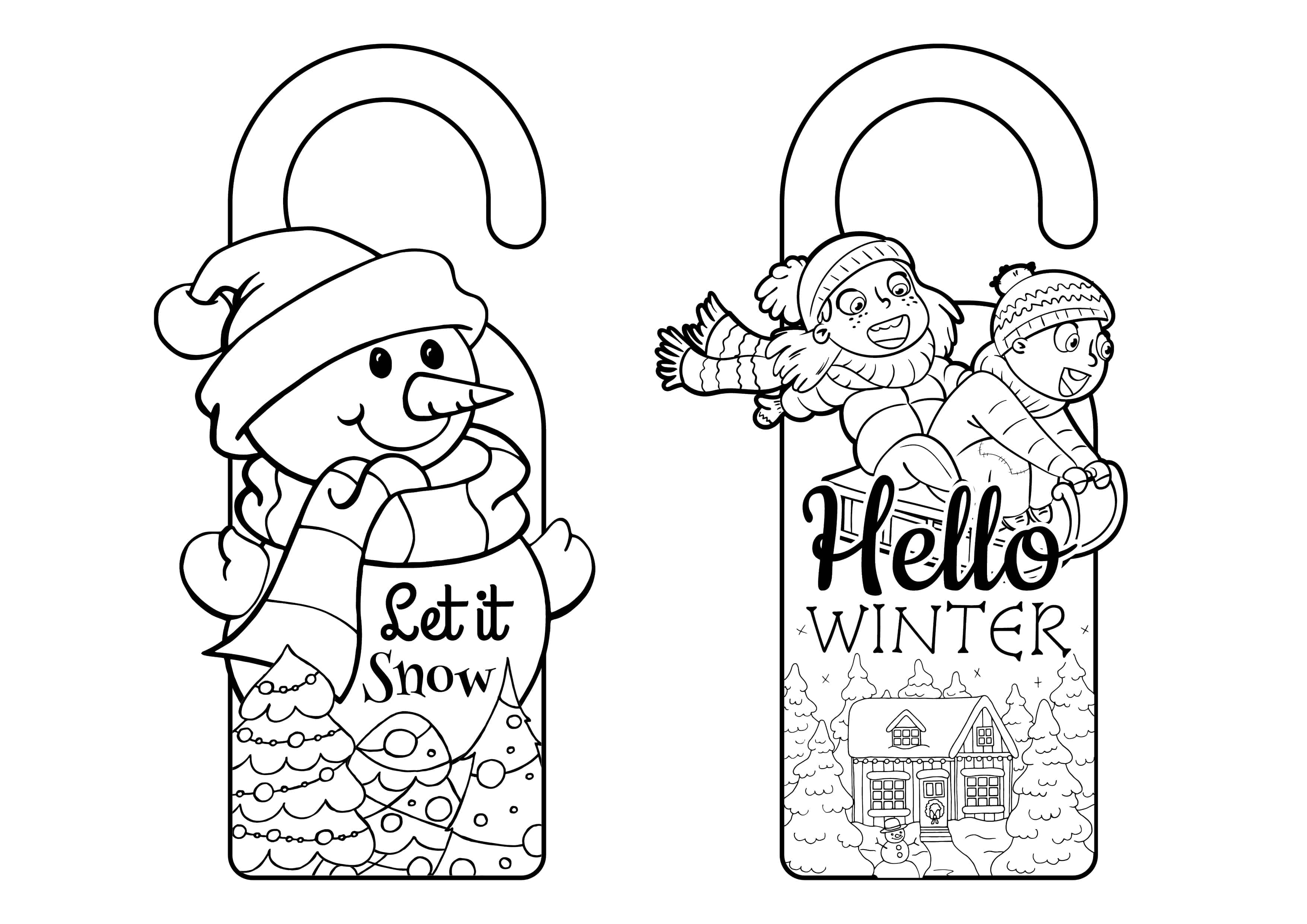 Fun Print and Color Winter Door Hangers - A Crazy Family
