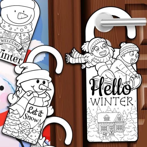 Fun Print and Color Winter Door Hangers - A Crazy Family