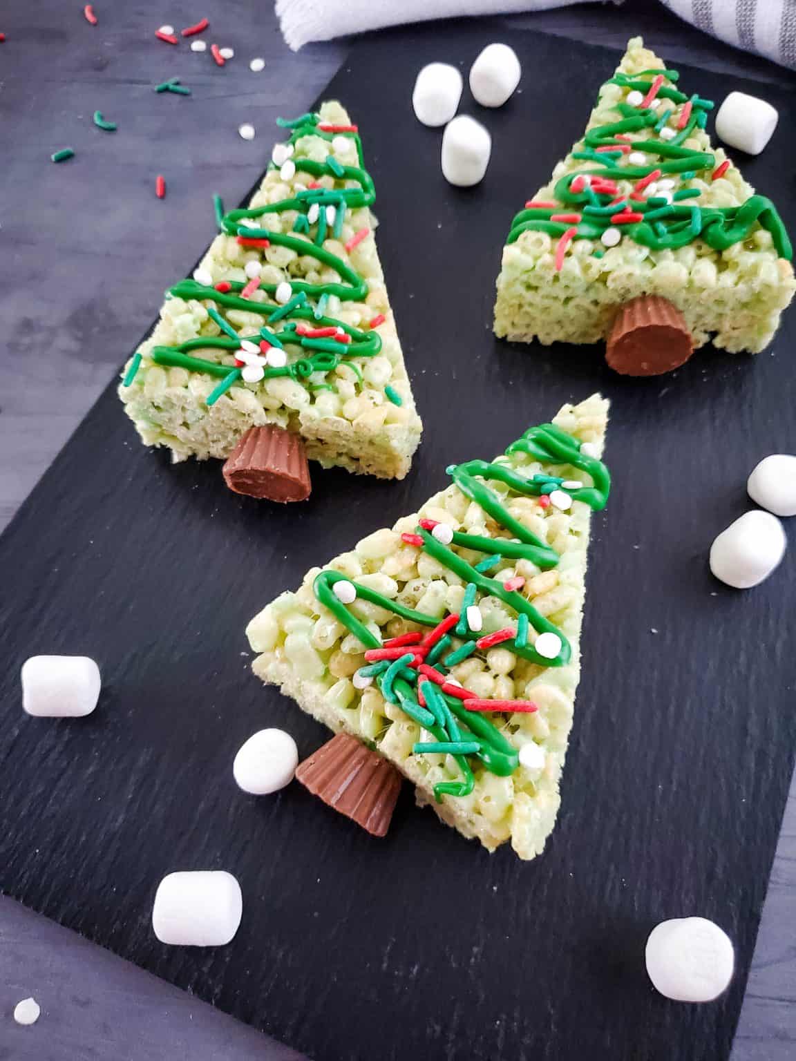 Christmas Tree Krispies Treats - A Crazy Family