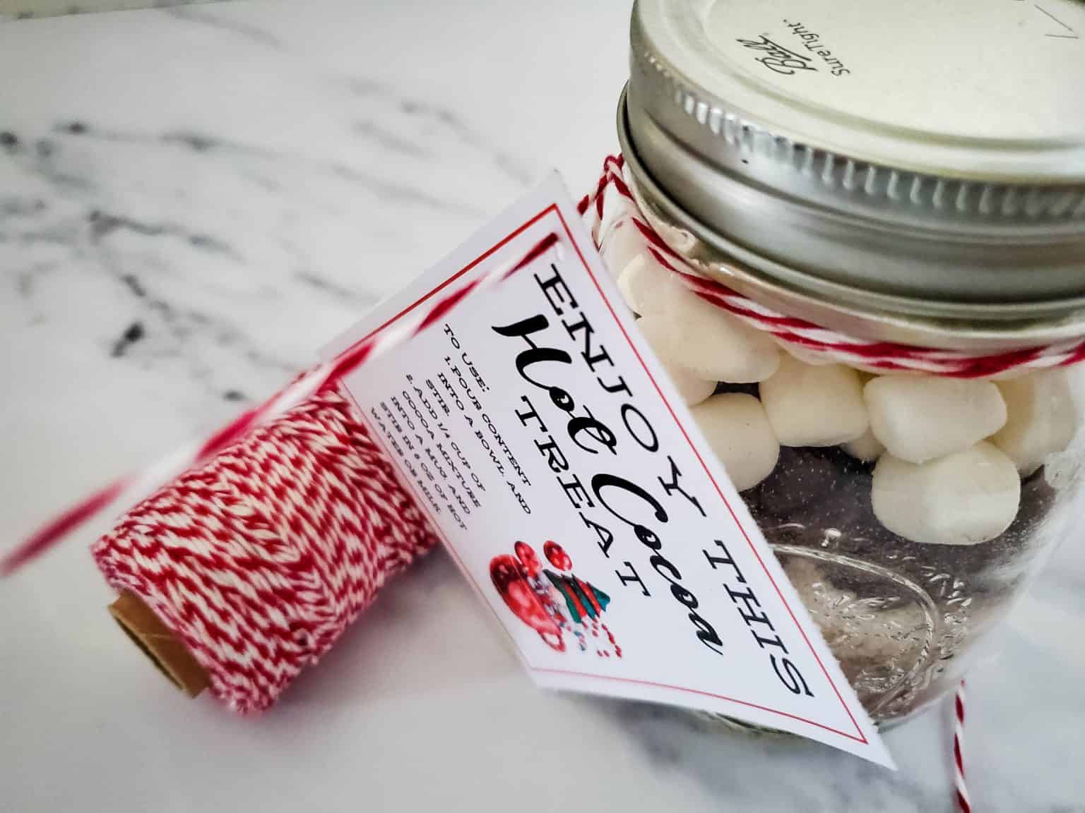 Hot Cocoa In A Jar Gift Idea + Free Printable Tag - A Crazy Family