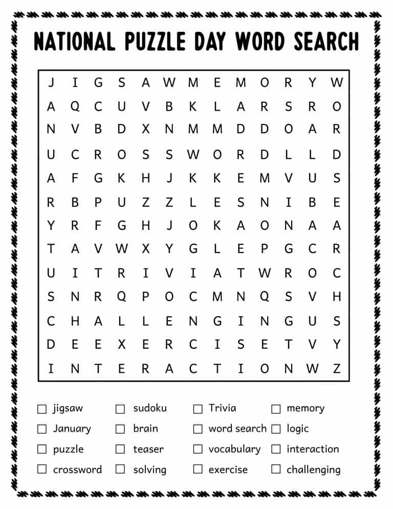 Free Printable Puzzle Pack for National Puzzle Day - A Crazy Family