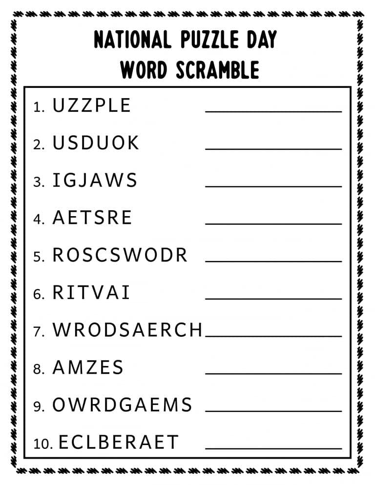 Free Printable Puzzle Pack for National Puzzle Day - A Crazy Family