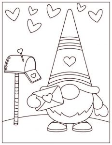 Free Valentine Gnomes Coloring Pages Printable - A Crazy Family