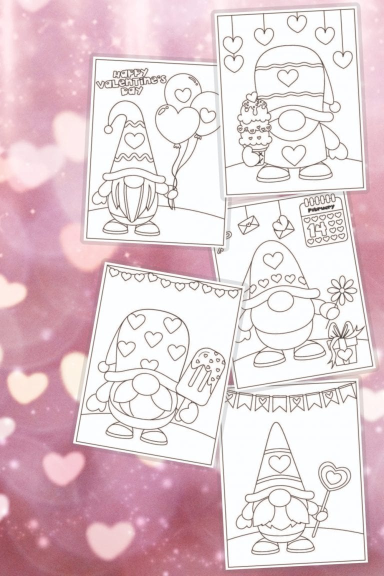 Free Valentine Gnomes Coloring Pages Printable - A Crazy Family