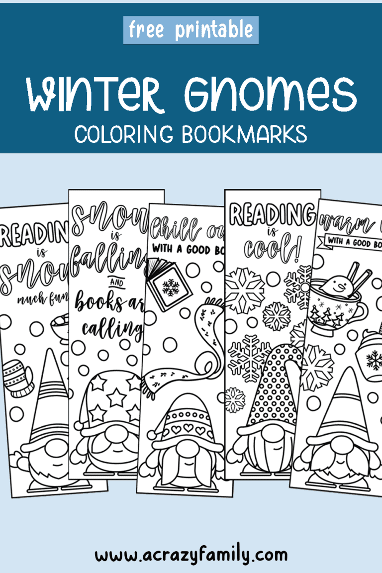 Free Printable Winter Gnomes Coloring Bookmarks - A Crazy Family