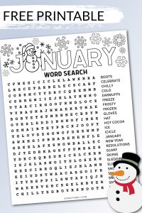 Free Printable January Word Search - A Crazy Family
