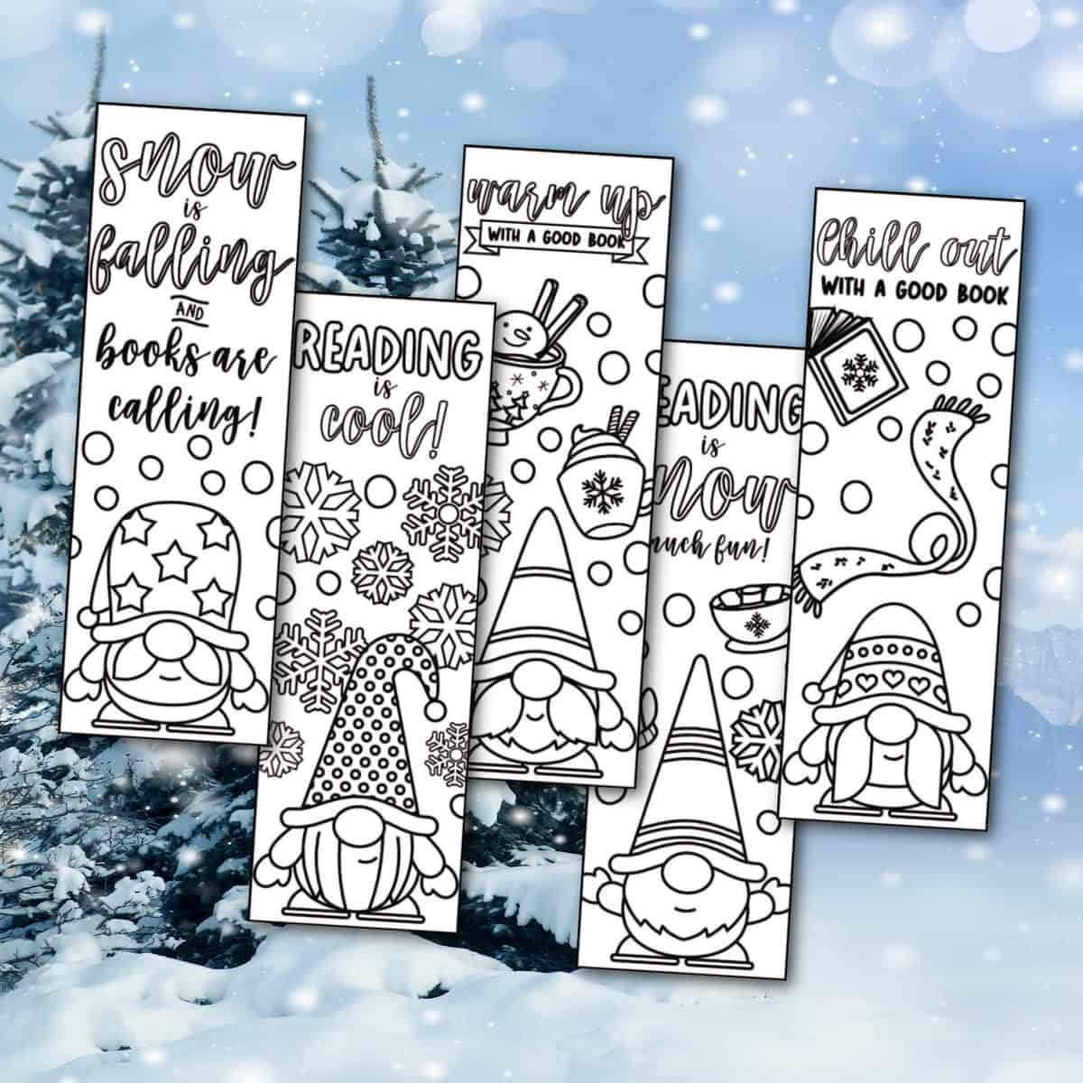 Free Printable Winter Gnomes Coloring Bookmarks - A Crazy Family