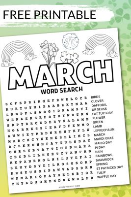 Free March Word Search Printable - A Crazy Family