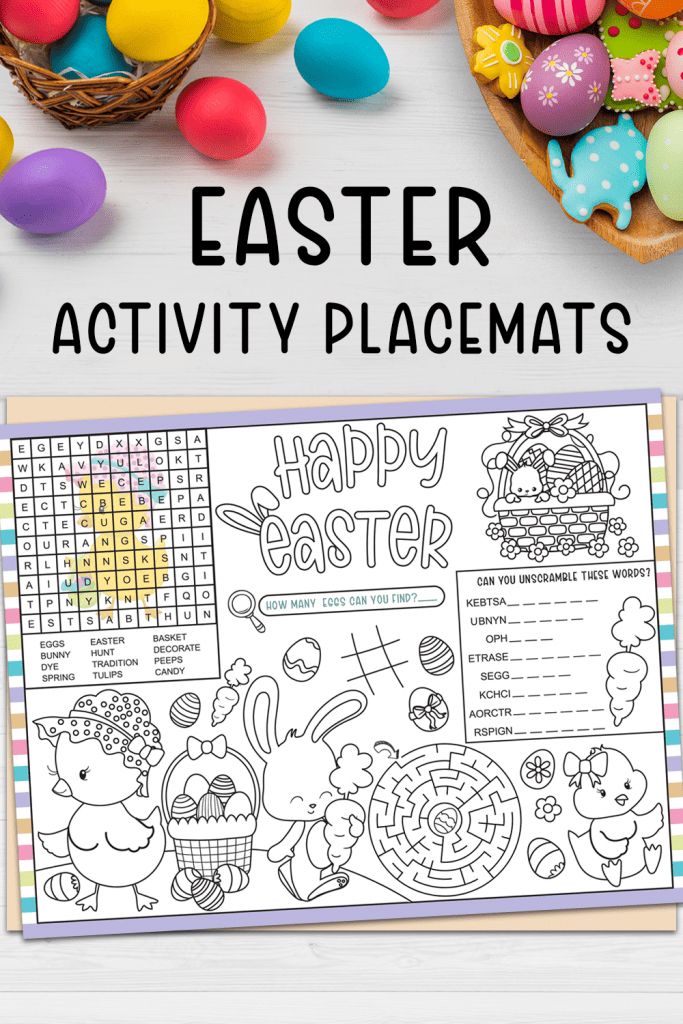 Free Printable Easter Activity Placemats with Coloring - A Crazy Family