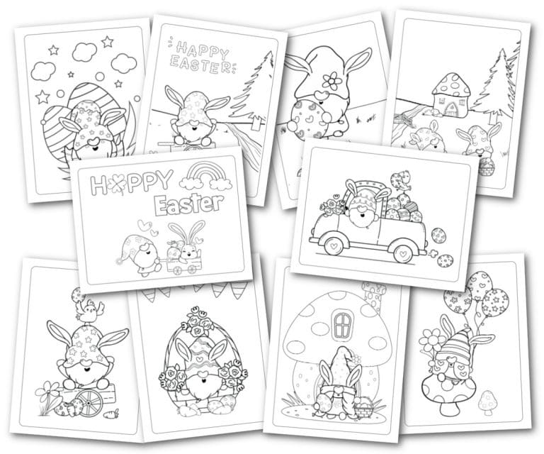 Free Printable Easter Gnomes Coloring Pages - A Crazy Family