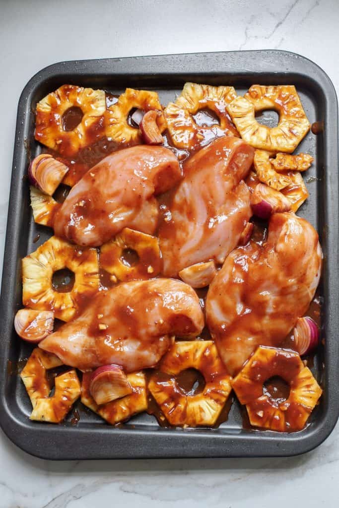 Sheet Pan BBQ Chicken with Pineapple - A Crazy Family