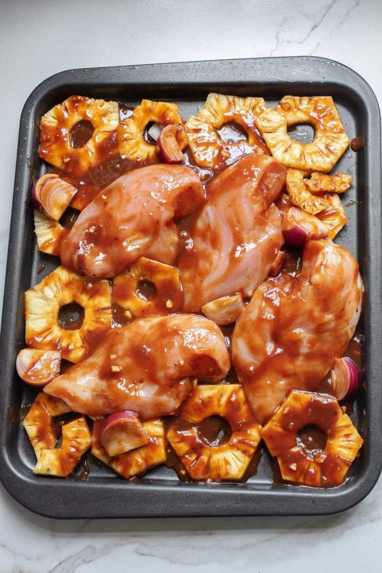 Sheet Pan BBQ Chicken with Pineapple - A Crazy Family