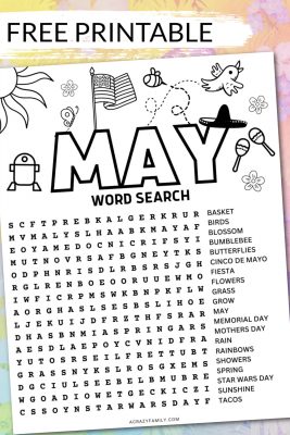Free May Word Search Printable - A Crazy Family