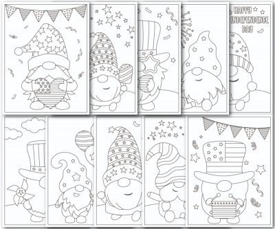 4th of July Gnomes Coloring Pages - A Crazy Family