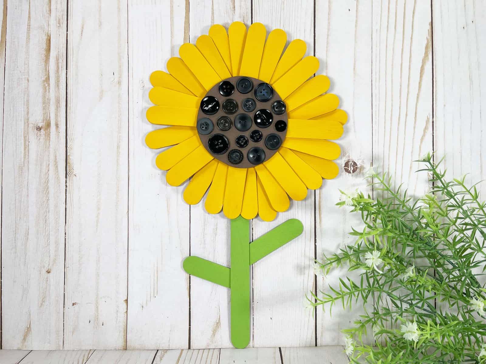 Easy Dollar Store Stick Sunflower Craft - A Crazy Family