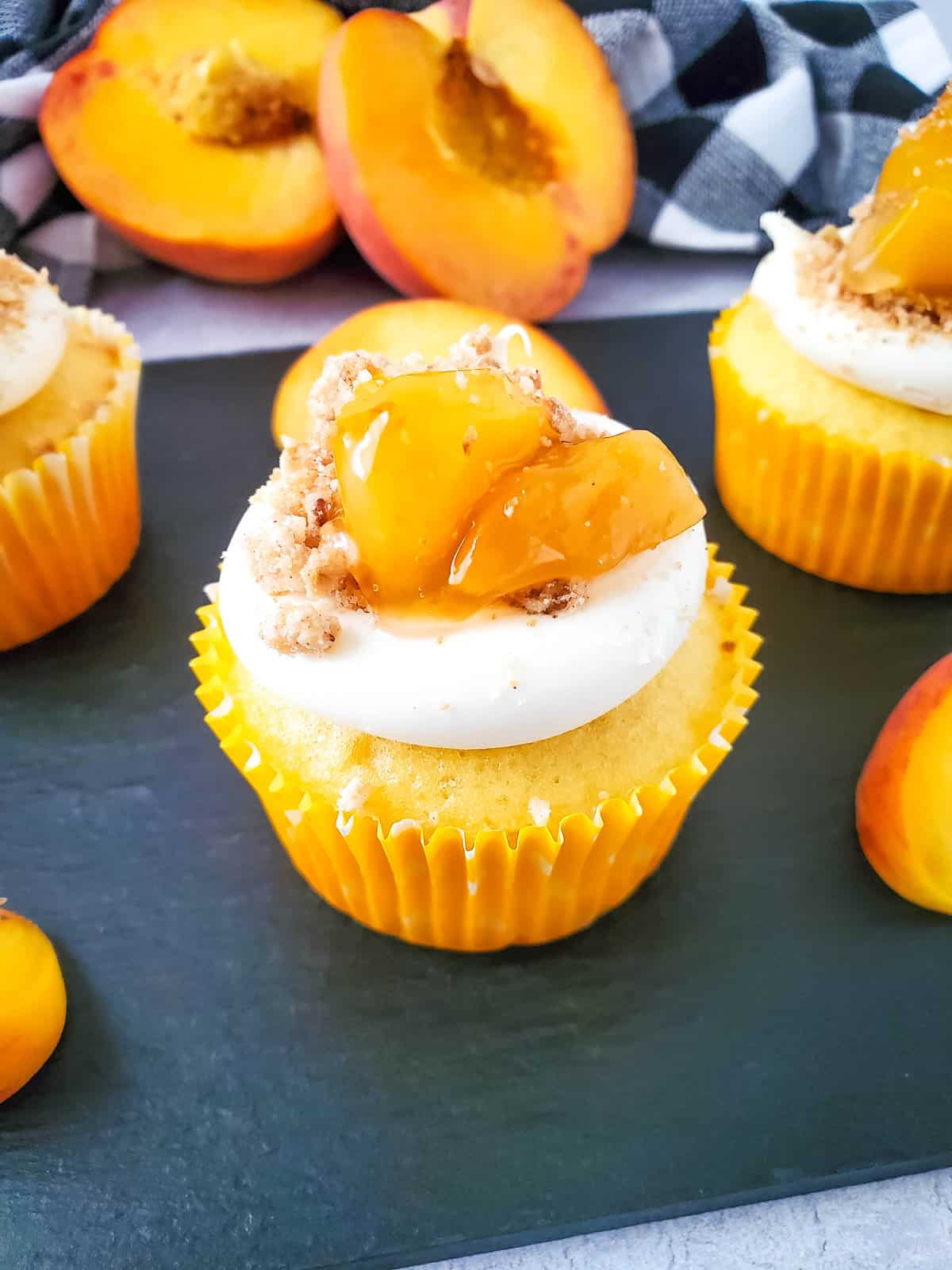 Peach Cobbler Cupcakes - A Crazy Family