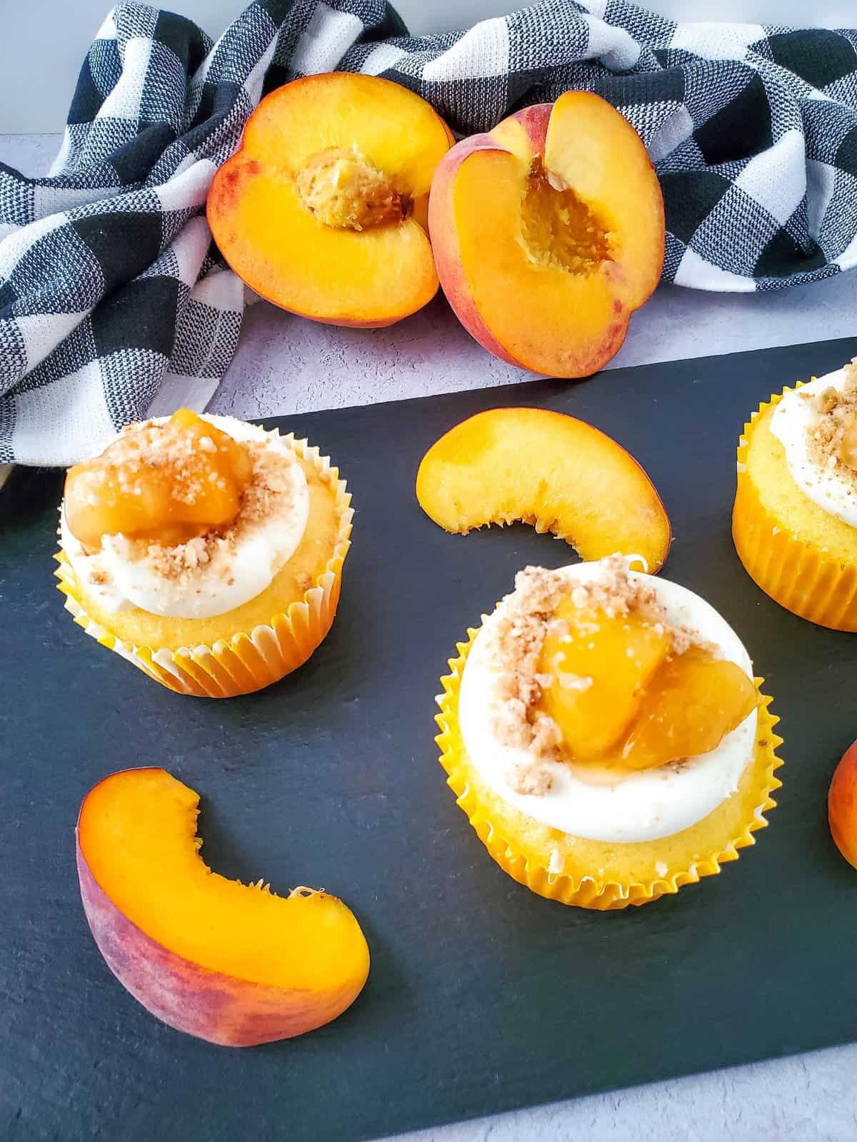 Peach Cobbler Cupcakes - A Crazy Family
