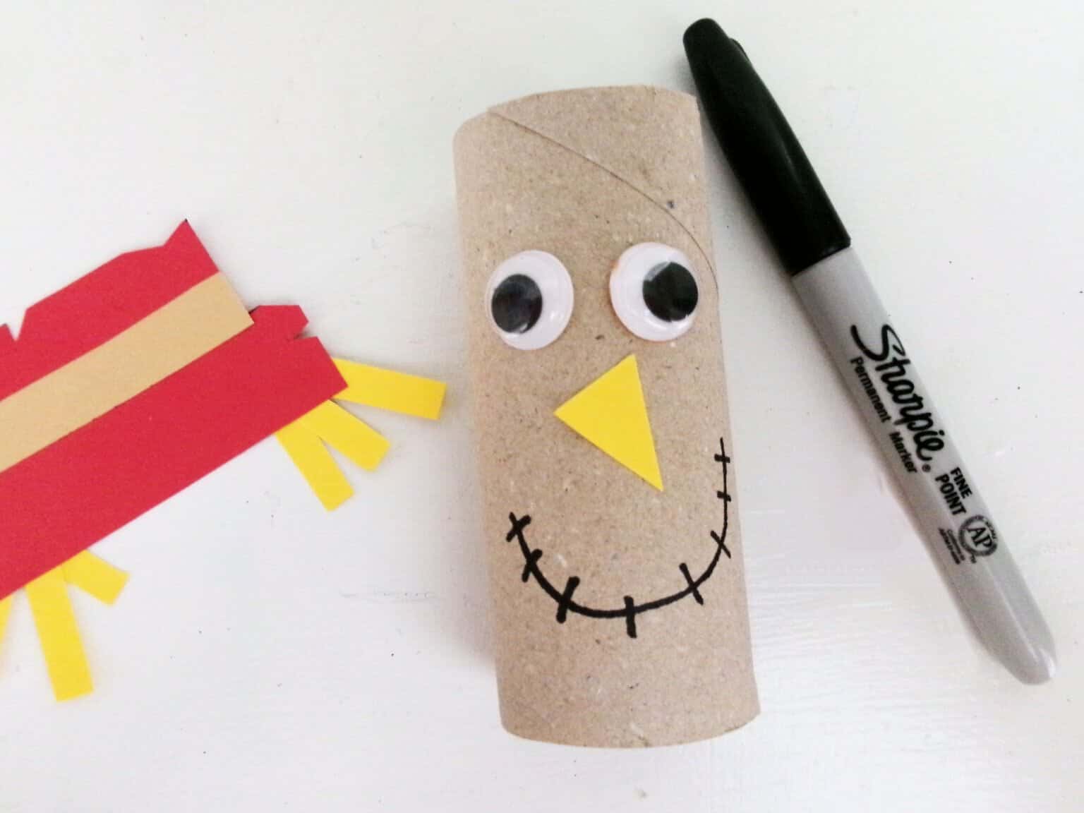 Cardboard Roll Scarecrow Craft - A Crazy Family