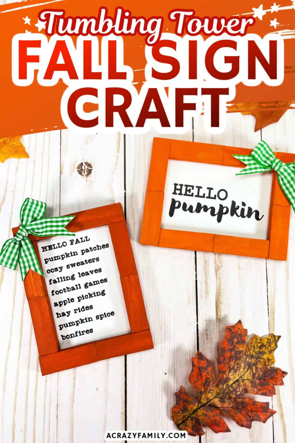 Tumbling Tower Fall Sign Craft - A Crazy Family