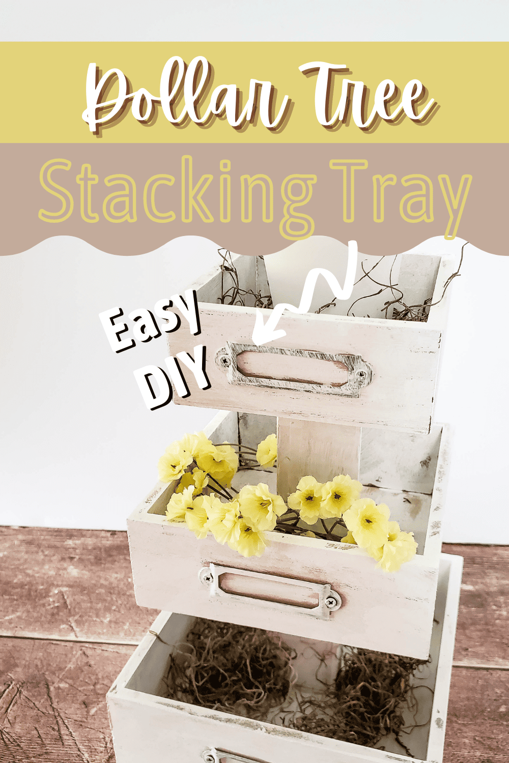 Dollar Store Farmhouse Stacking Tray - A Crazy Family