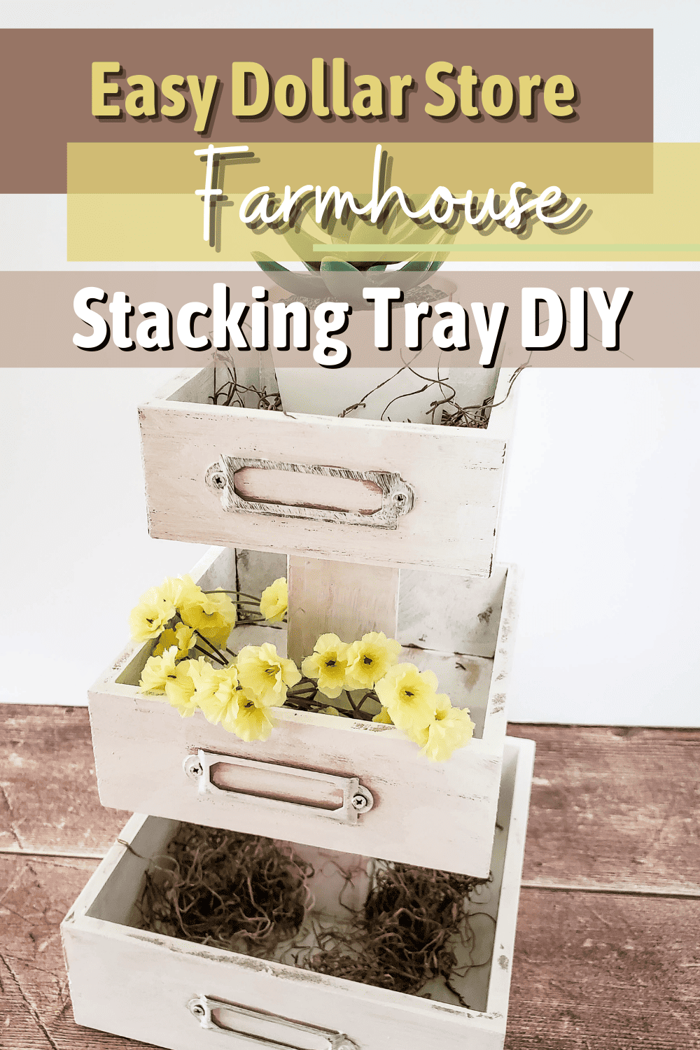 Dollar Store Farmhouse Stacking Tray - A Crazy Family