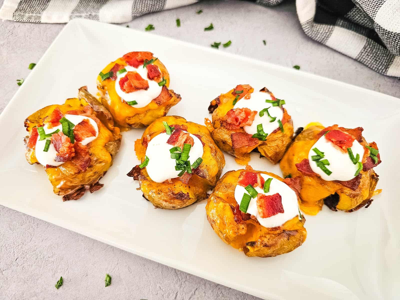 Bacon and Cheese Loaded Smash Potatoes - A Crazy Family