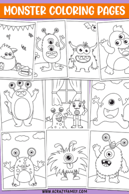 Free Printable Cute Monster Coloring Pages for Kids - A Crazy Family