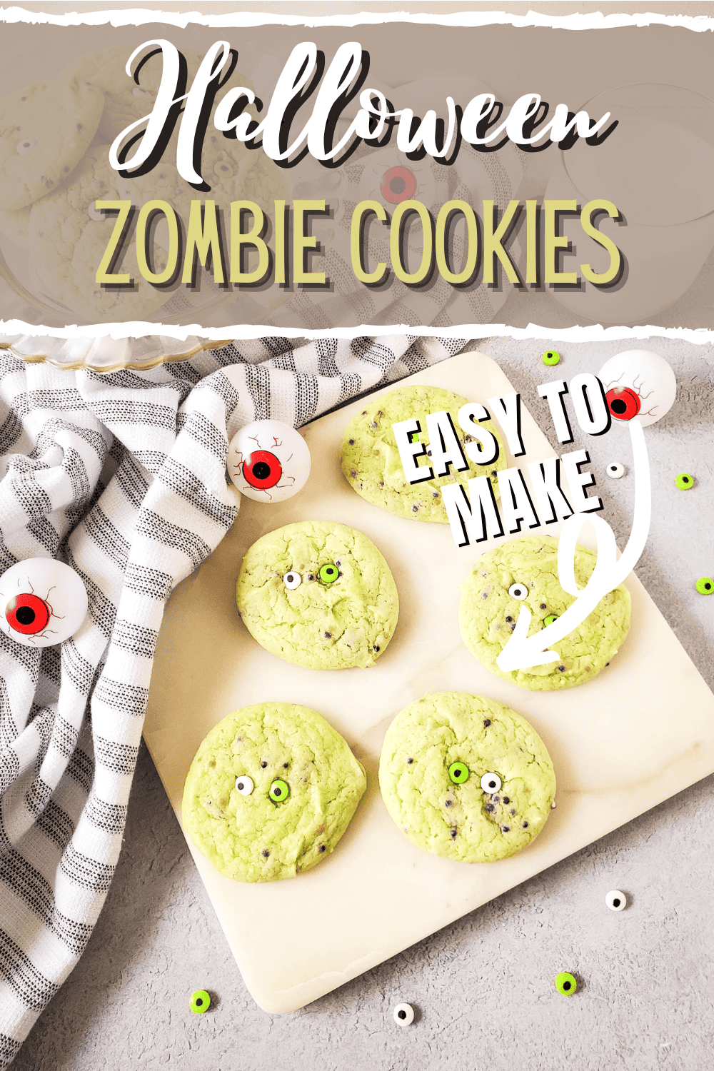 Halloween Zombie Cake Mix Cookies - A Crazy Family