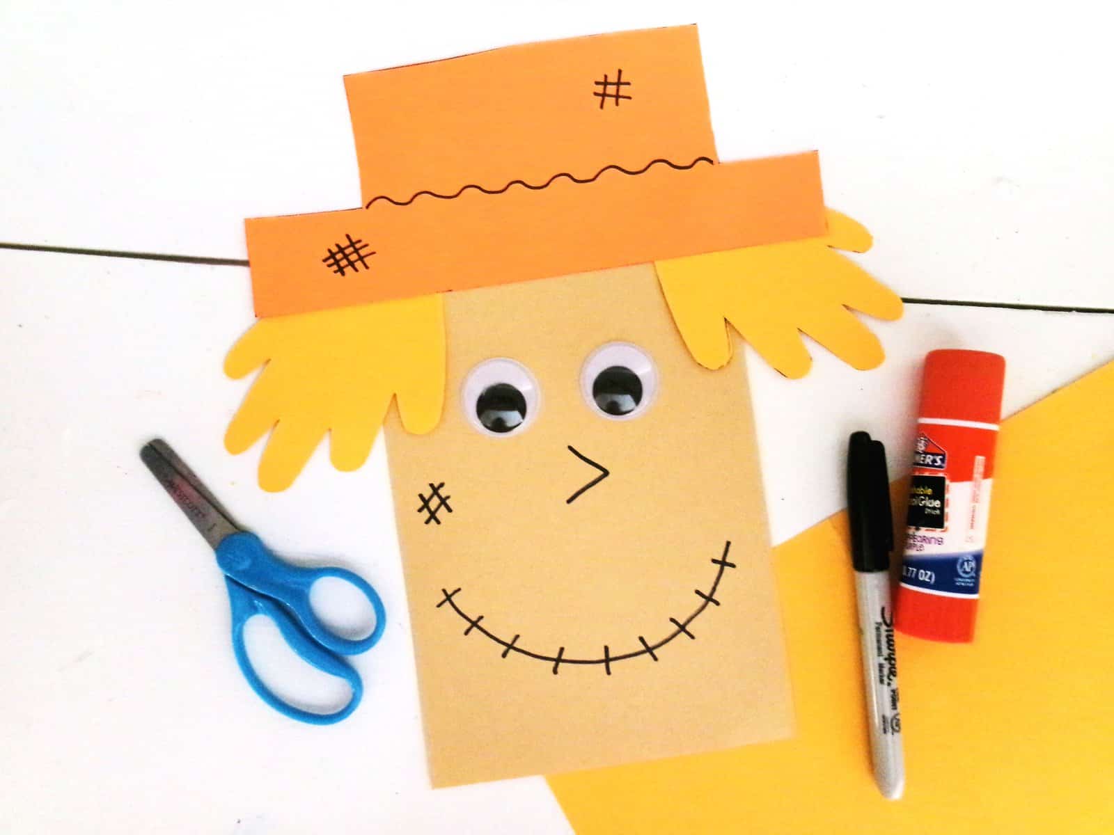 Cute Handprint Scarecrow Craft for Fall - A Crazy Family