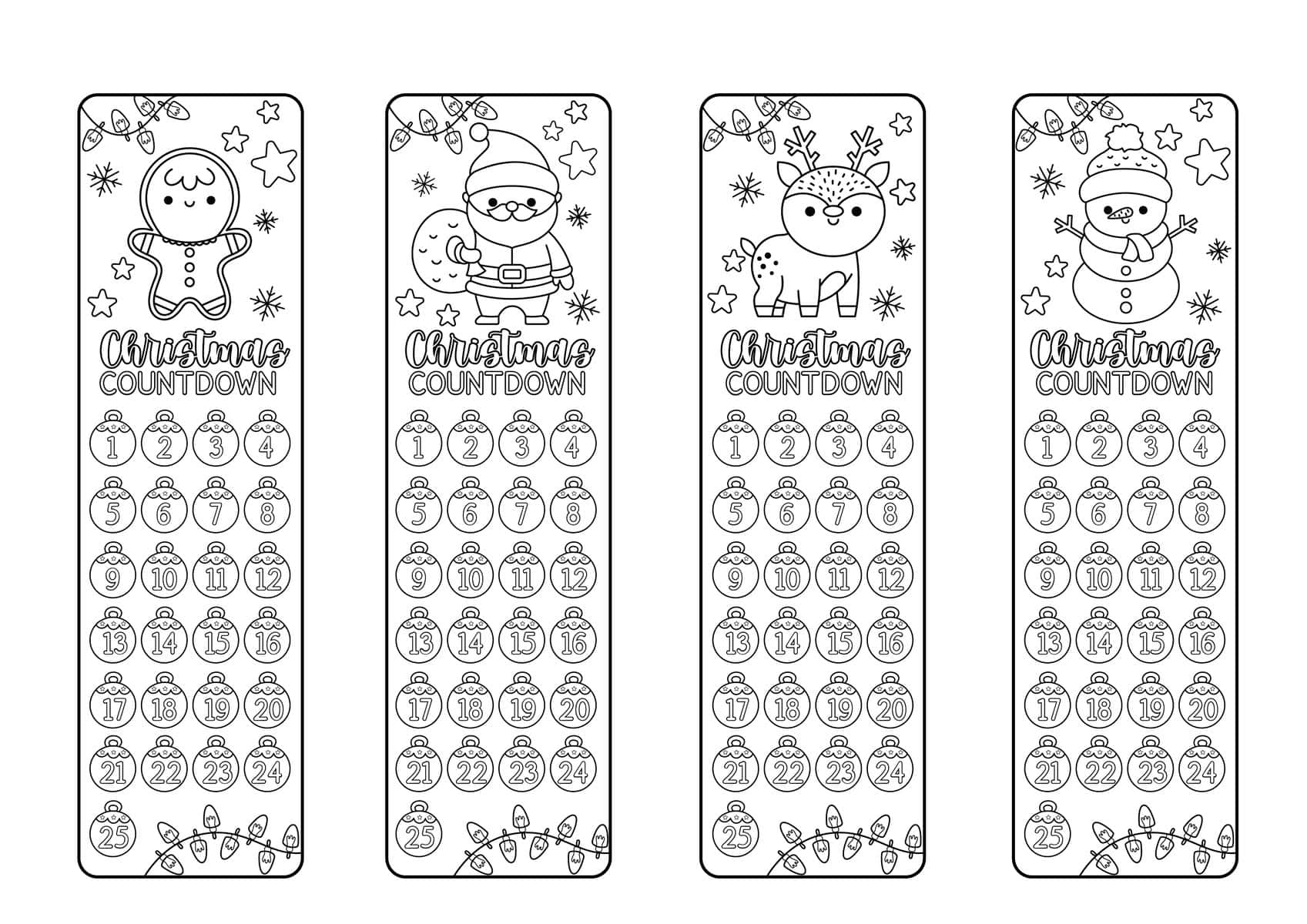 Christmas Coloring Countdown Bookmarks – Free Printable for Holiday Fun ...