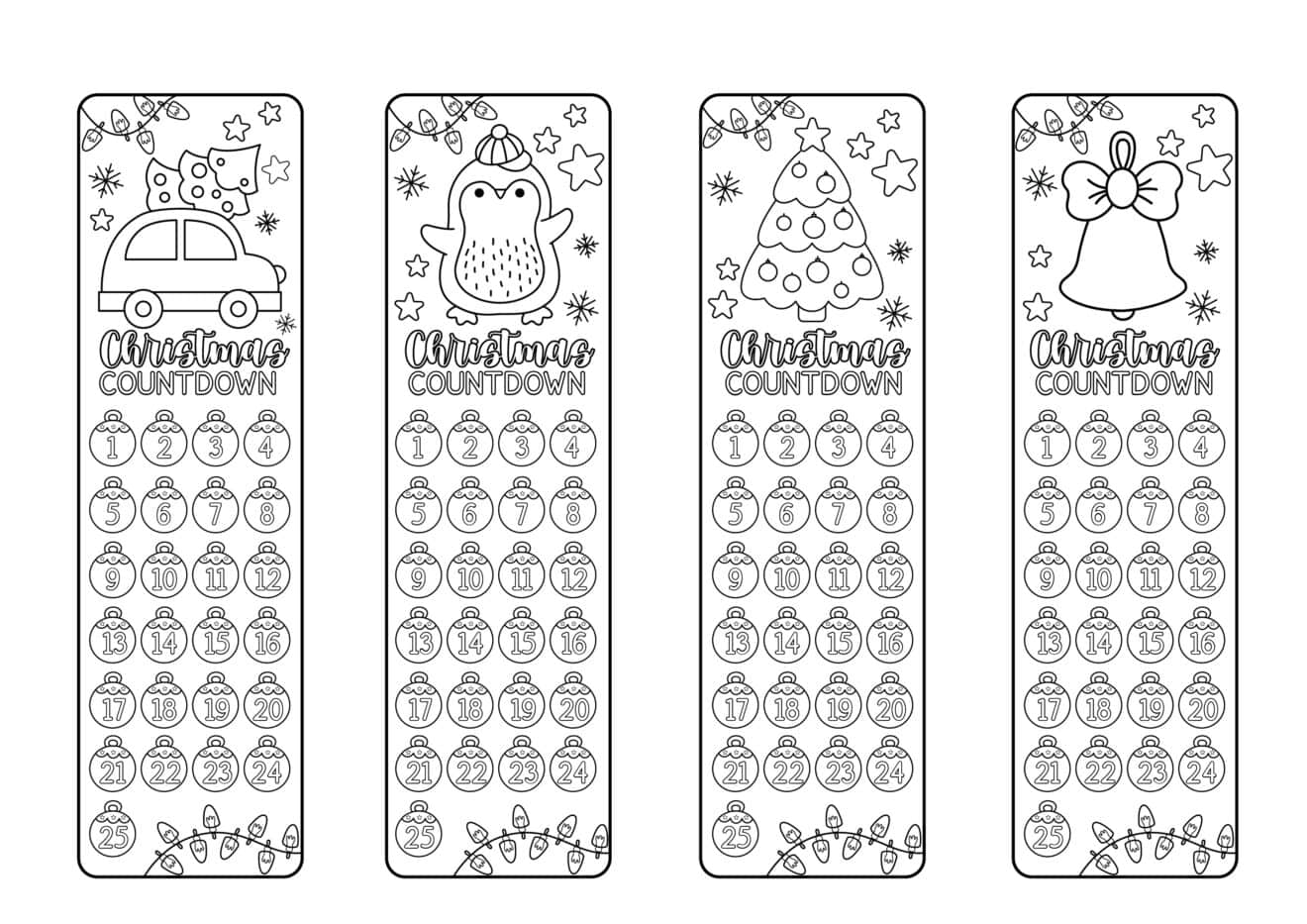 Christmas Coloring Countdown Bookmarks – Free Printable for Holiday Fun ...
