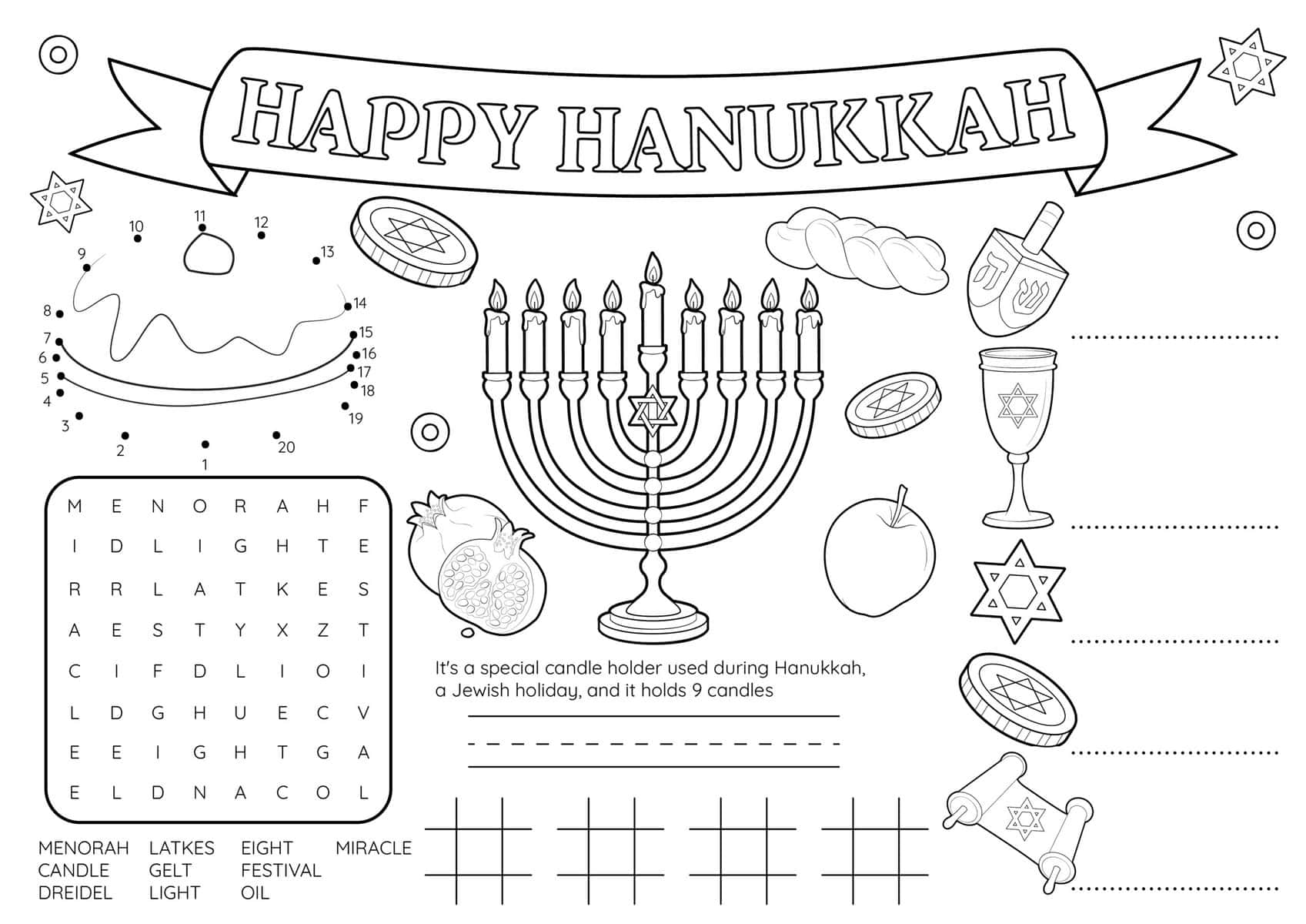 Fun and Festive Hanukkah Activity Mats for Kids - A Crazy Family