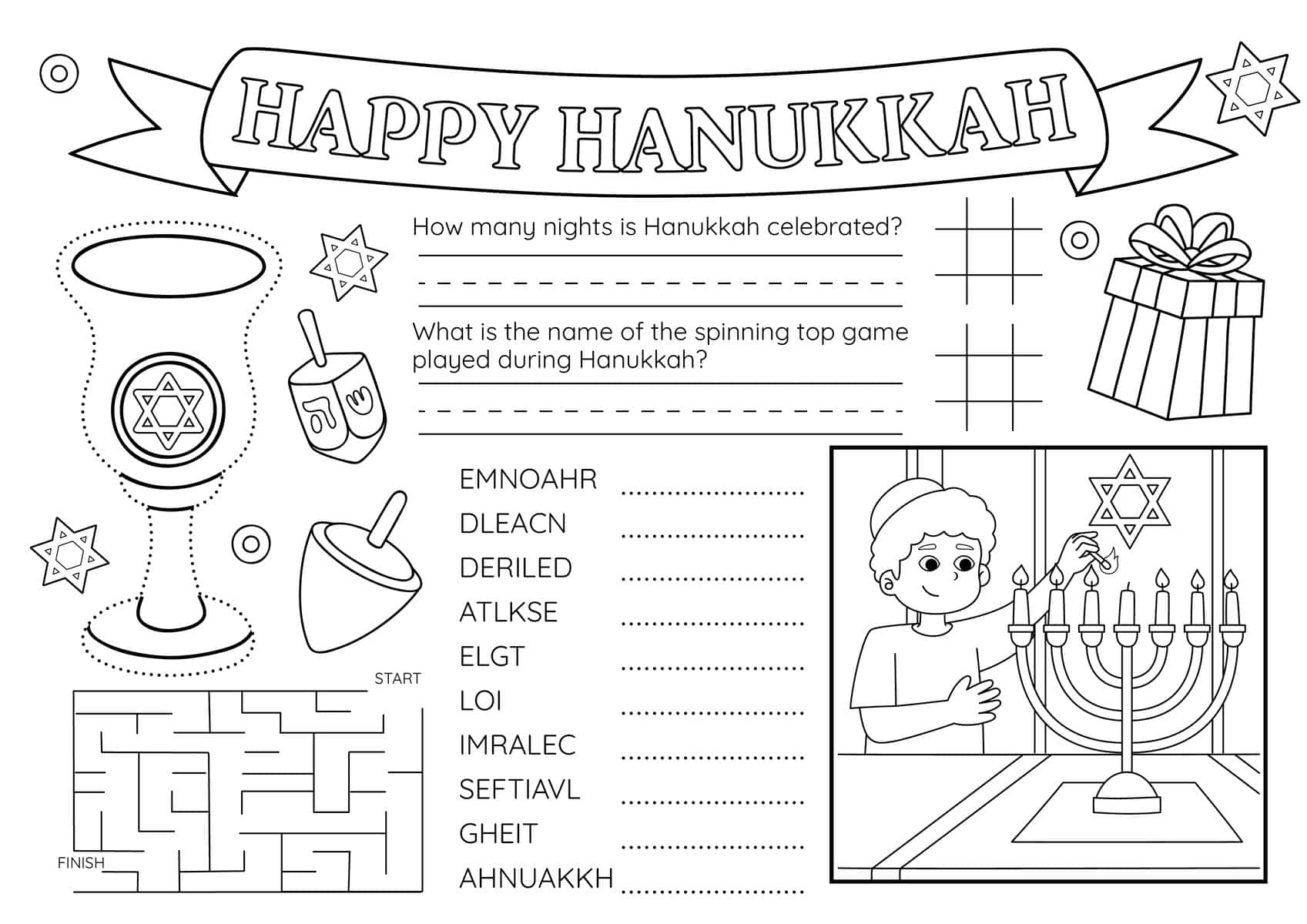 Fun and Festive Hanukkah Activity Mats for Kids - A Crazy Family