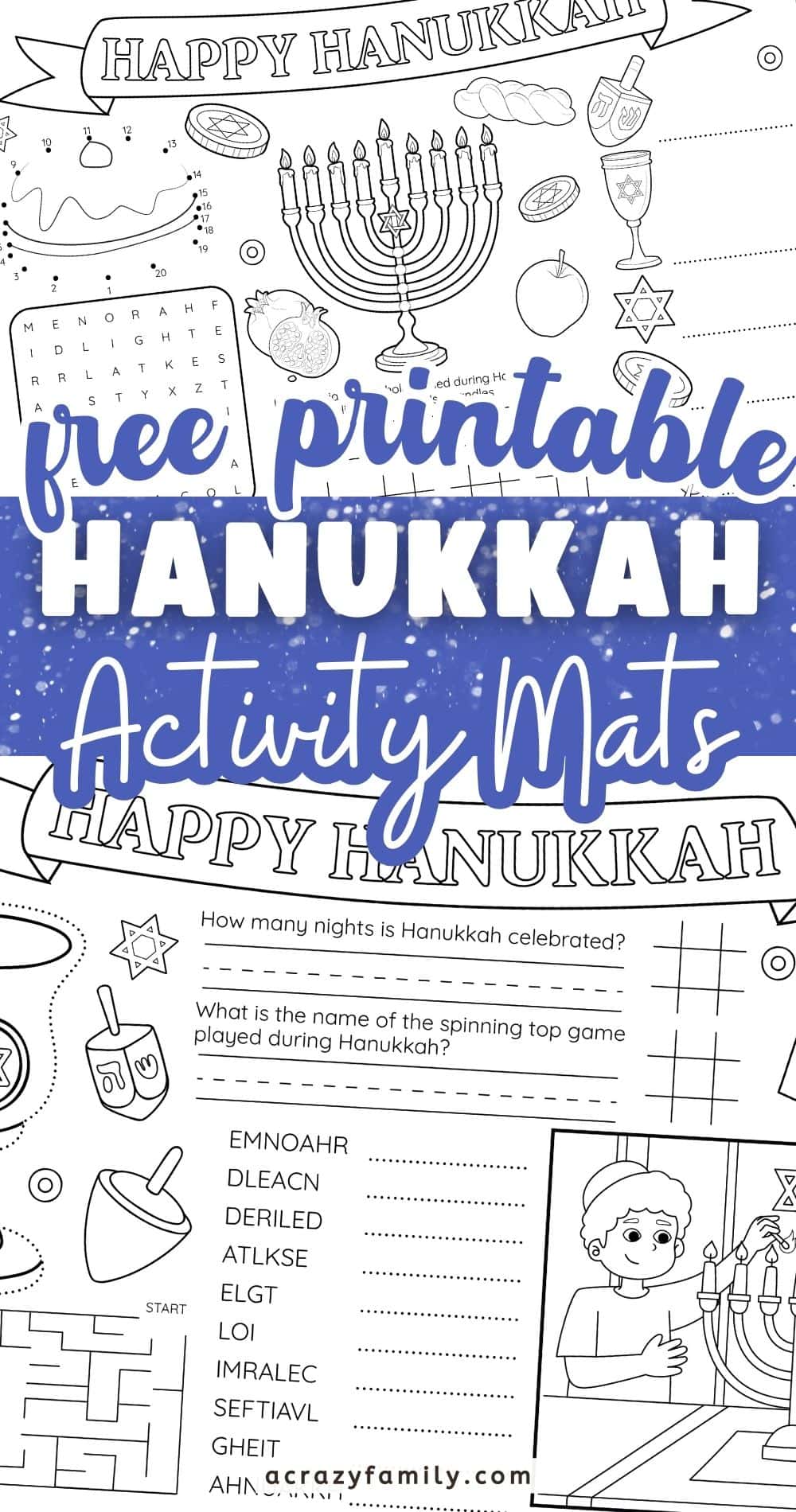 Fun and Festive Hanukkah Activity Mats for Kids - A Crazy Family