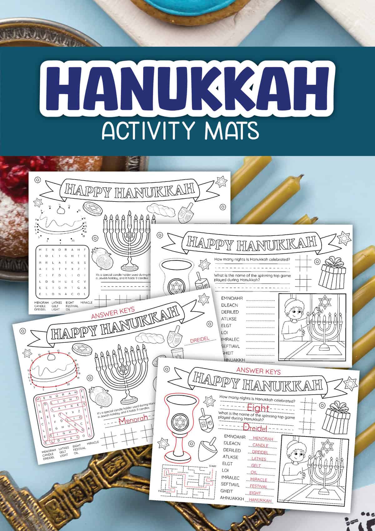 Fun and Festive Hanukkah Activity Mats for Kids - A Crazy Family