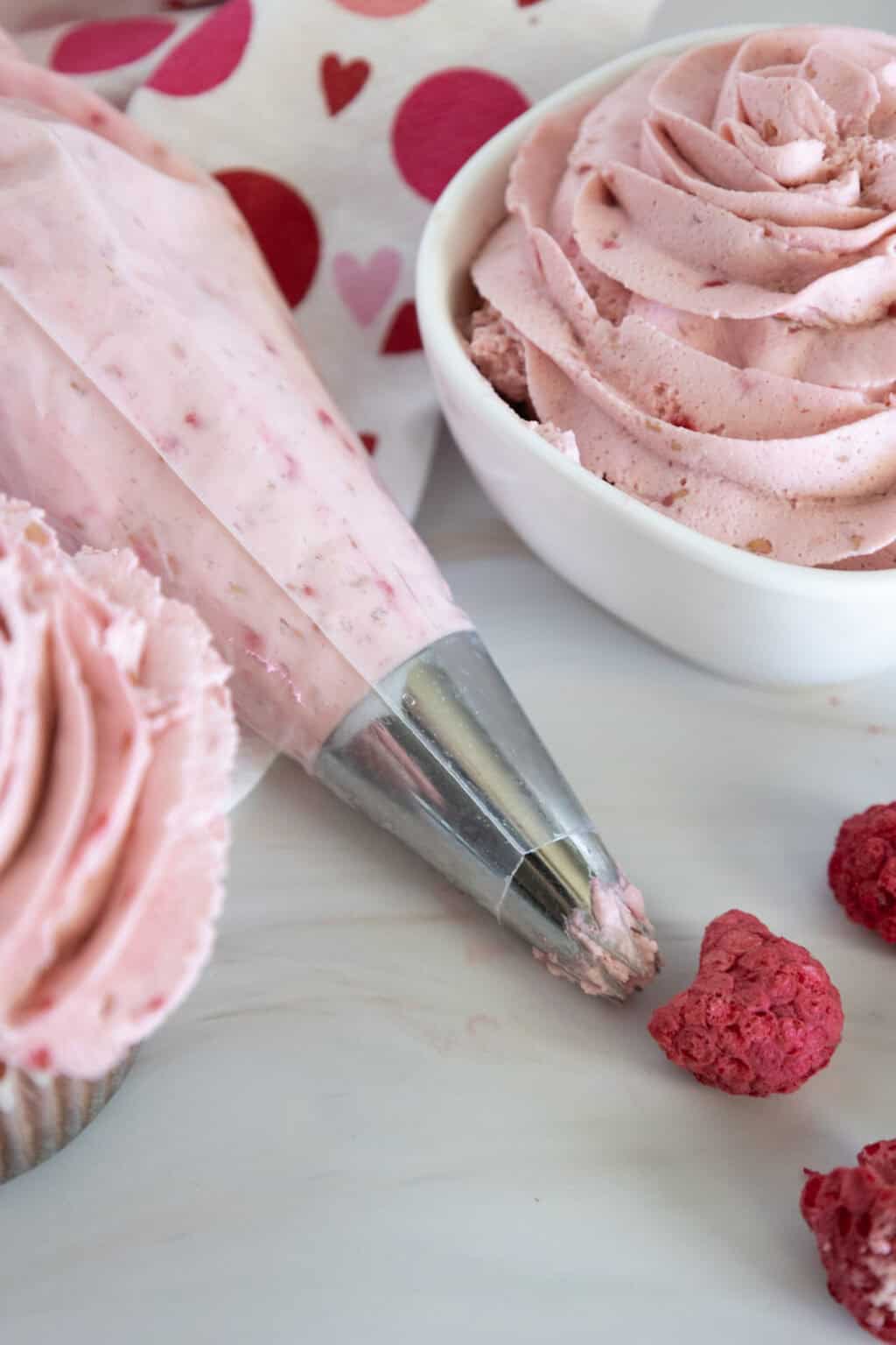 Dye-Free Pink Whipped Frosting - A Crazy Family