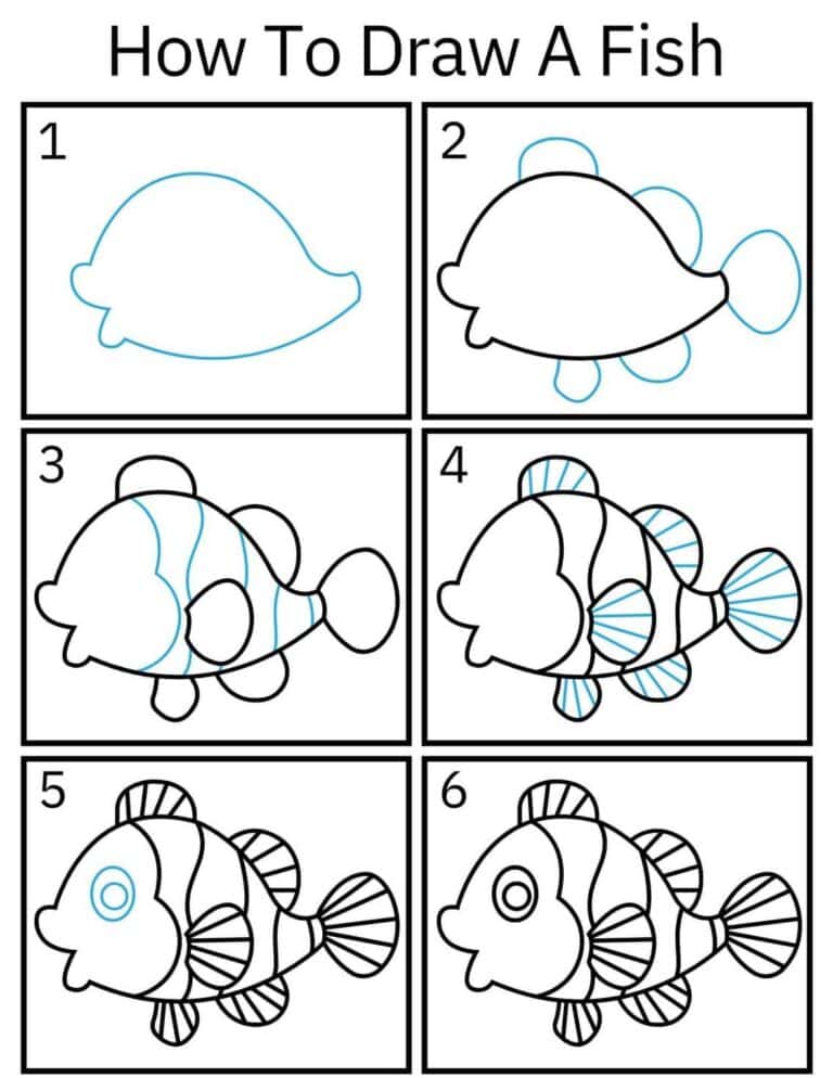 How to Draw a Fish Step-by-Step Printable for Kids - How to Draw a Fish ...