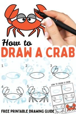 How to Draw a Crab Step-by-Step Printable for Kids - How to Draw a Crab ...